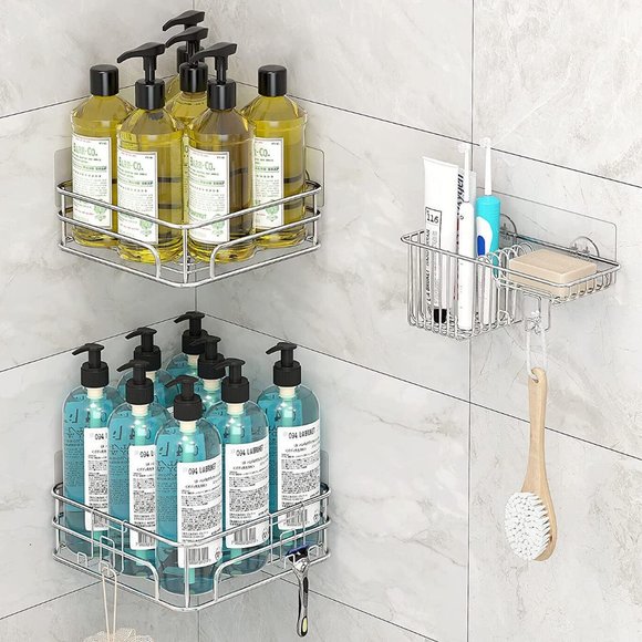 EZFurni | Bath | Shower Caddy Corner 3 Pack Shower Organizer Corner ...